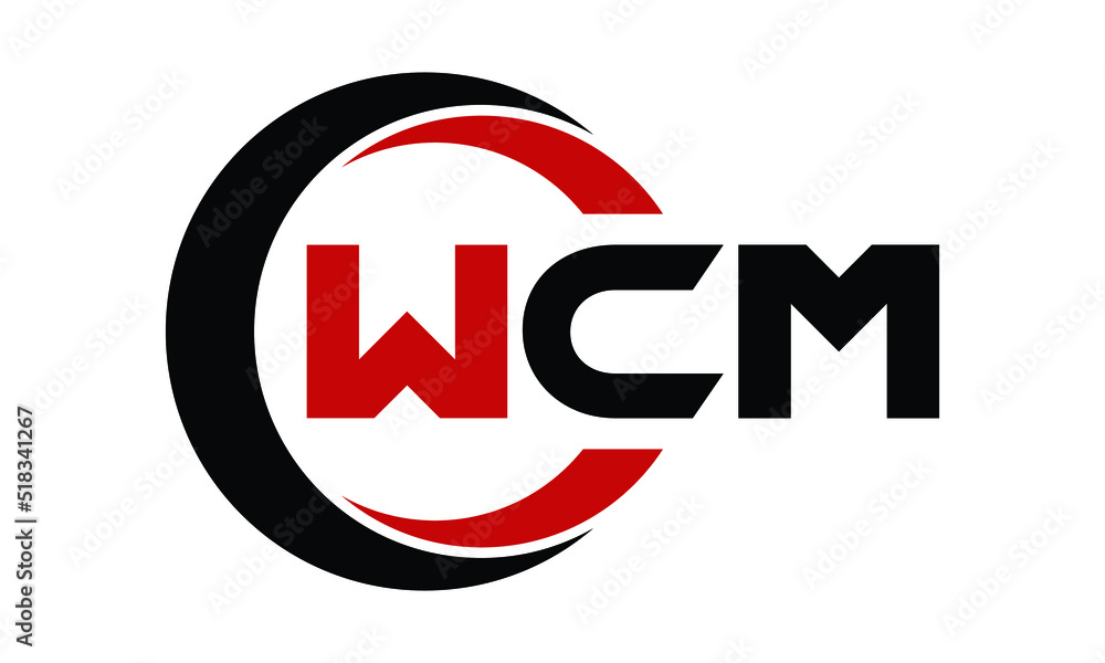 WCM swoosh three letter logo design vector template | monogram logo ...
