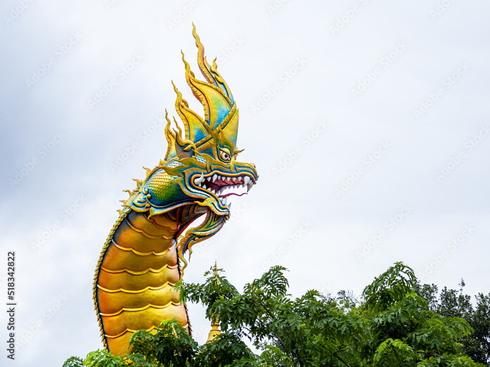 Naga statue,Naga statue and sky background, Naga statue in Thai temple ...
