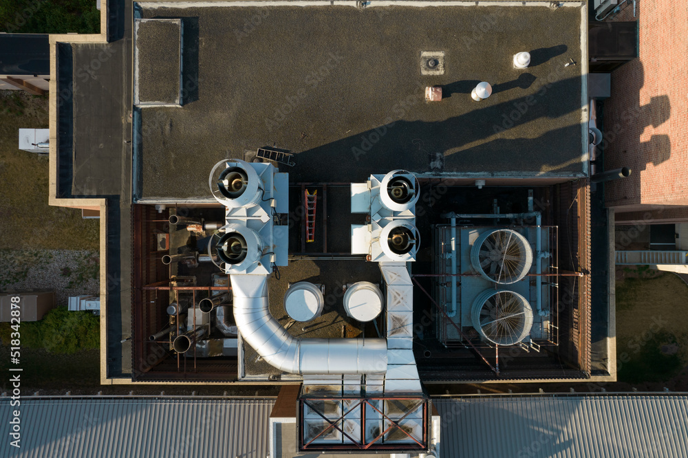 Rooftop HVAC System from an aerial view Stock Photo | Adobe Stock