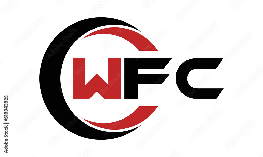 WFC swoosh three letter logo design vector template | monogram logo ...