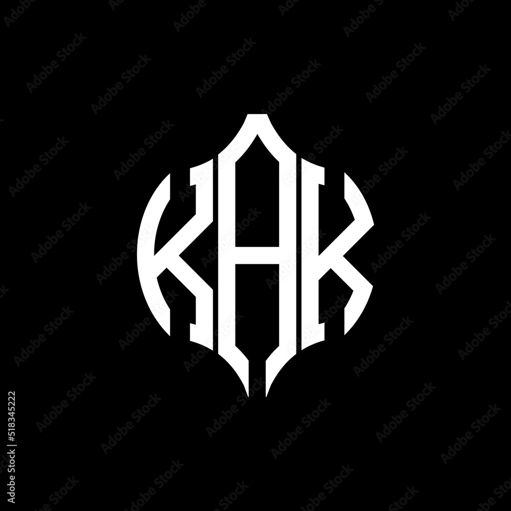 KAK letter logo. KAK best black background vector image. KAK Monogram ...
