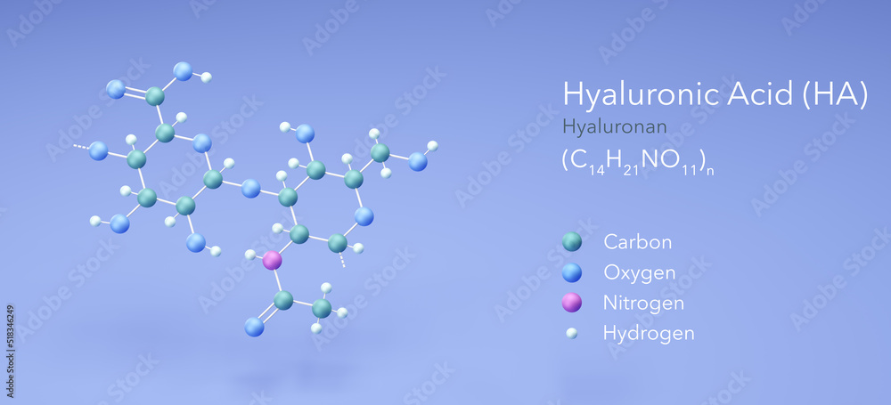 Hyaluronic Acid, Hyaluronan. HA. Structural Chemical Formula and Atoms ...
