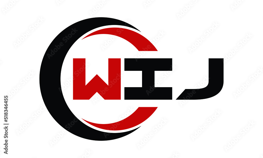 WIJ swoosh three letter logo design vector template | monogram logo ...
