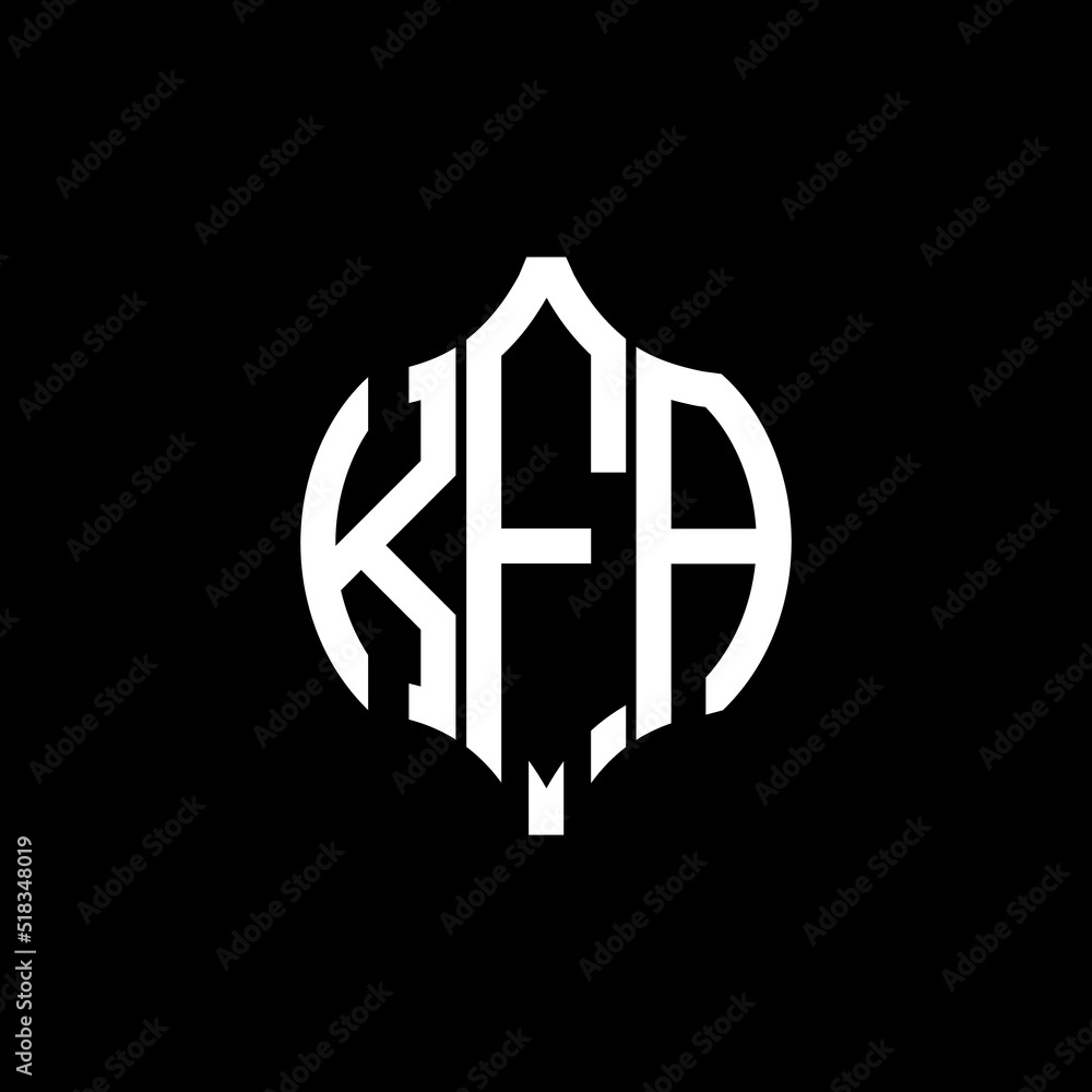 KFA letter logo. KFA best black background vector image. KFA Monogram ...