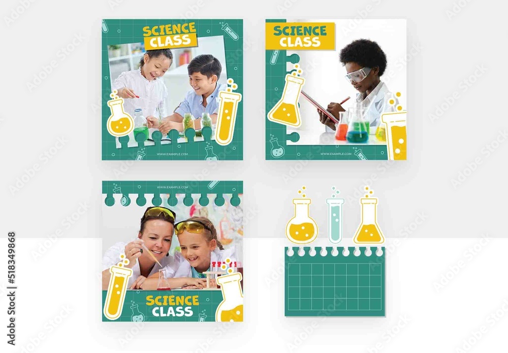 School Education Science Class Social Media Banners Stock Template ...