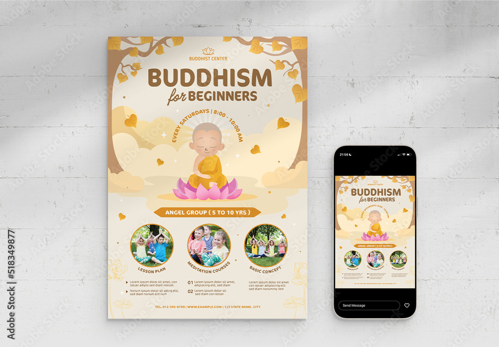 Buddhism Flyer Poster Layout Stock Template | Adobe Stock