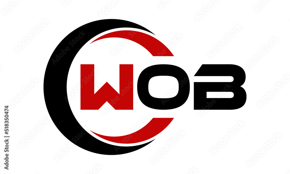 WOB swoosh three letter logo design vector template | monogram logo ...