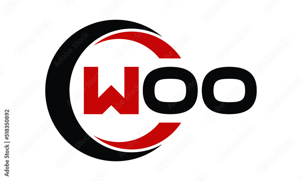 WOO swoosh three letter logo design vector template | monogram logo ...
