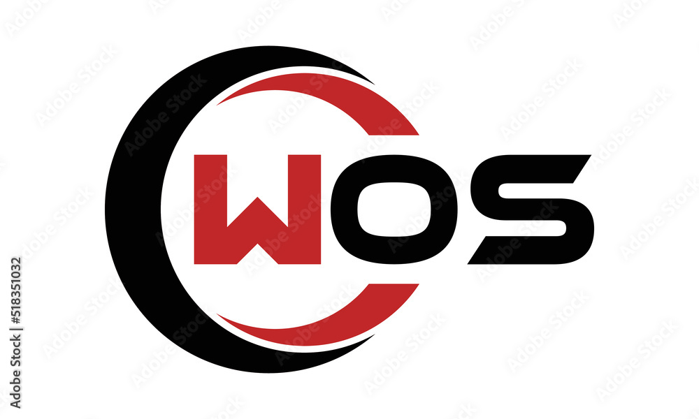 WOS swoosh three letter logo design vector template | monogram logo ...