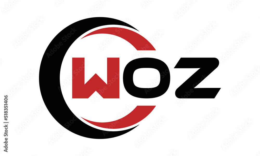 WOZ swoosh three letter logo design vector template | monogram logo ...