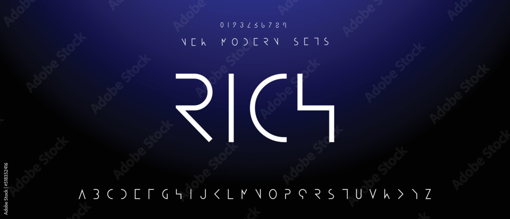 RICH Sports minimal tech font letter set. Luxury vector typeface for ...