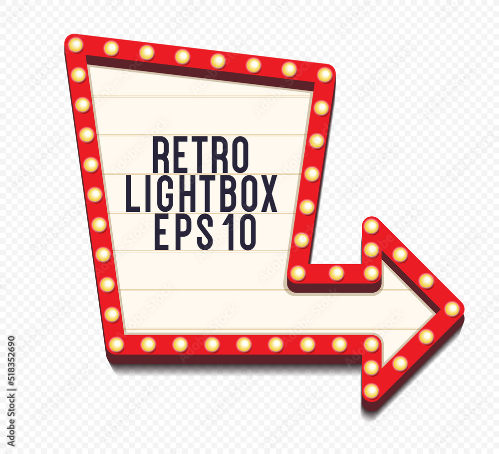 Retro lightbox template with lightbulb realistic style isolated on ...