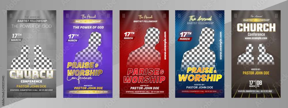 Social media post bundle church praise worship template with luxury ...