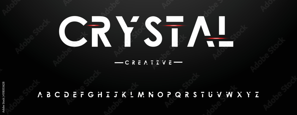 CRYSTAL Sports minimal tech font letter set. Luxury vector typeface for ...