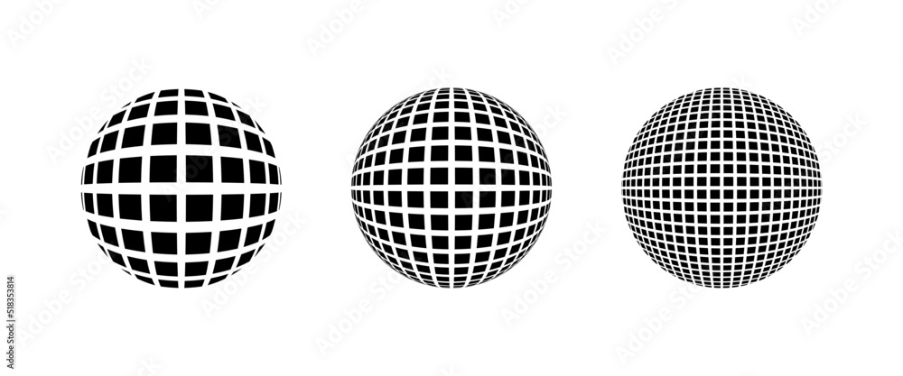 Square Pattern inside Circle Ball Sphere Vector Illustration Set ...
