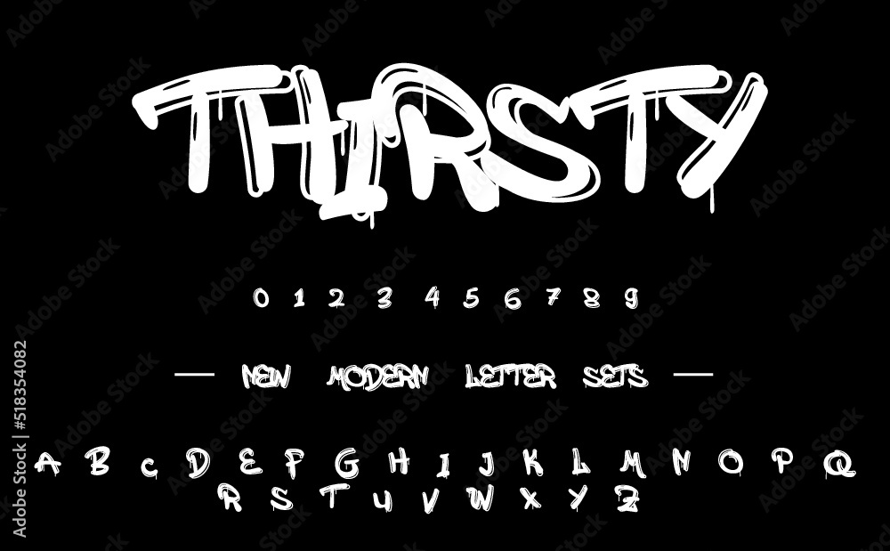 THIRSTY Sports minimal tech font letter set. Luxury vector typeface for ...
