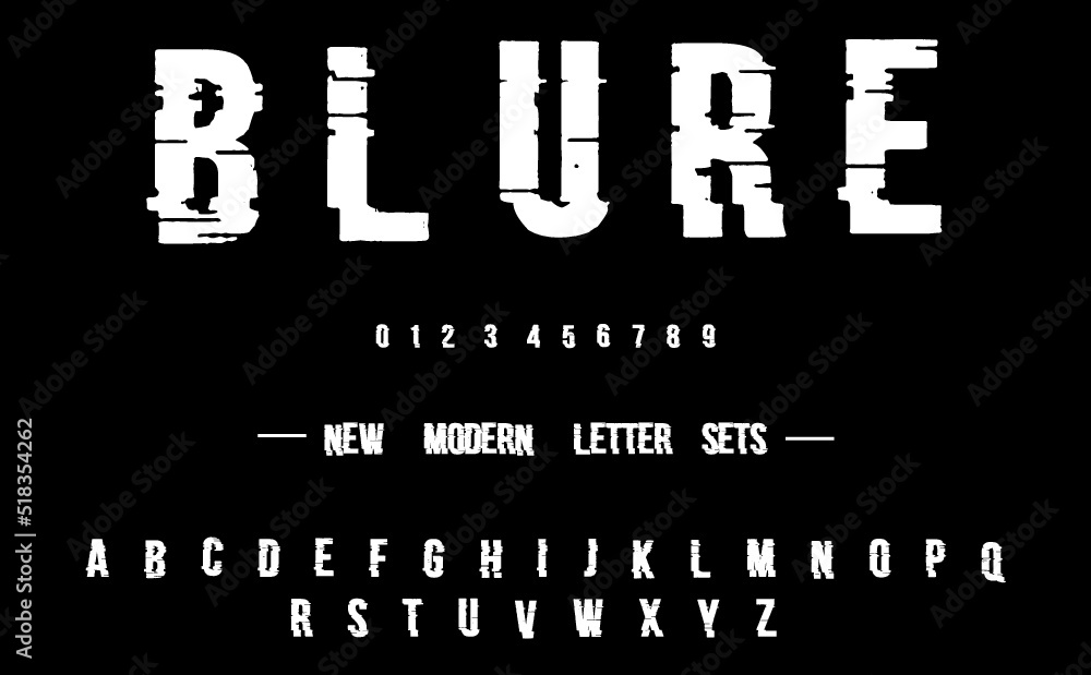 BLUR Sports minimal tech font letter set. Luxury vector typeface for ...