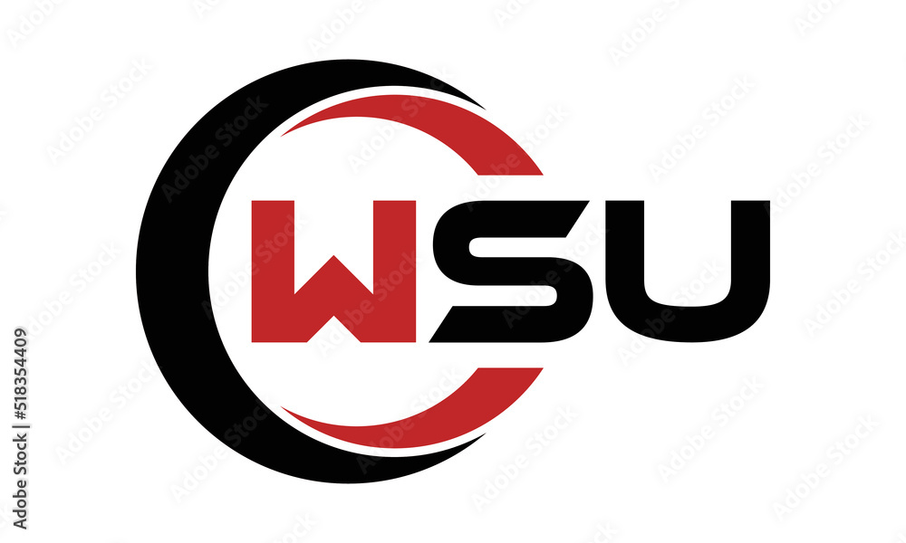 WSU swoosh three letter logo design vector template | monogram logo ...