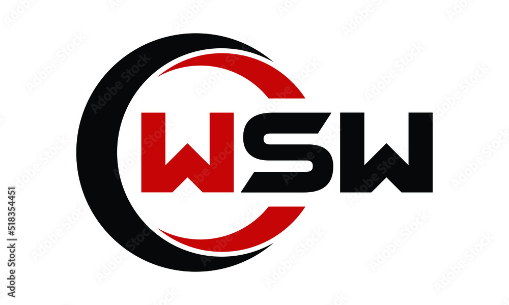 WSW swoosh three letter logo design vector template | monogram logo ...