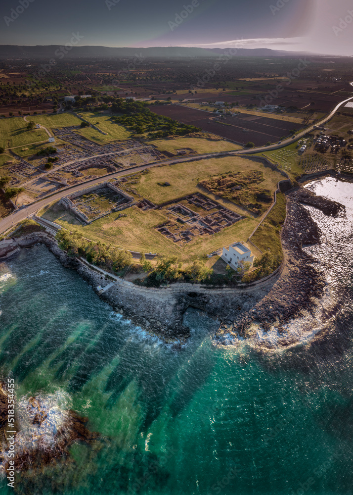 Flight over the port of ancient Engnazia, Fasano (BR) Puglia on the ...