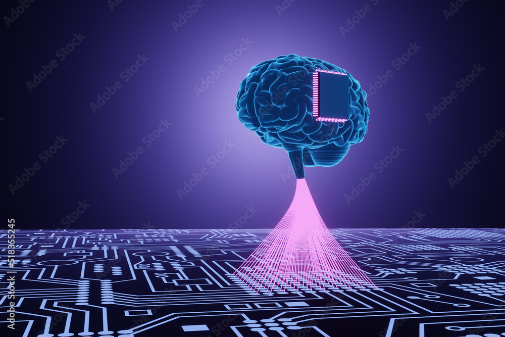 Integration between brain and hi-tech chip on electronic circuit ...