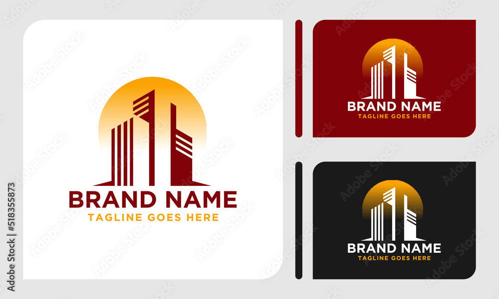 Building logo design with negative space style real estate ...