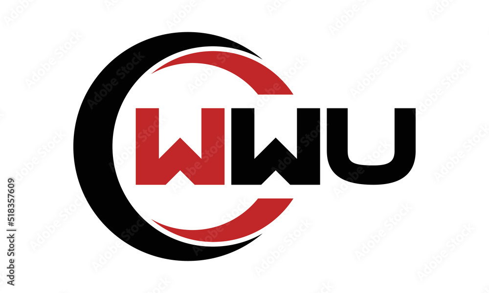 WWU swoosh three letter logo design vector template | monogram logo ...