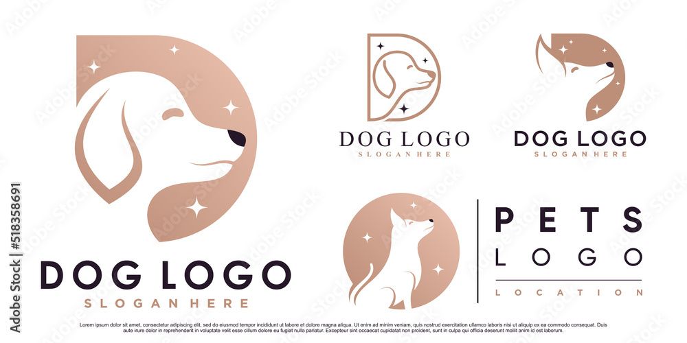 Dog icon set logo design for pet shop, clinic and pet house with ...