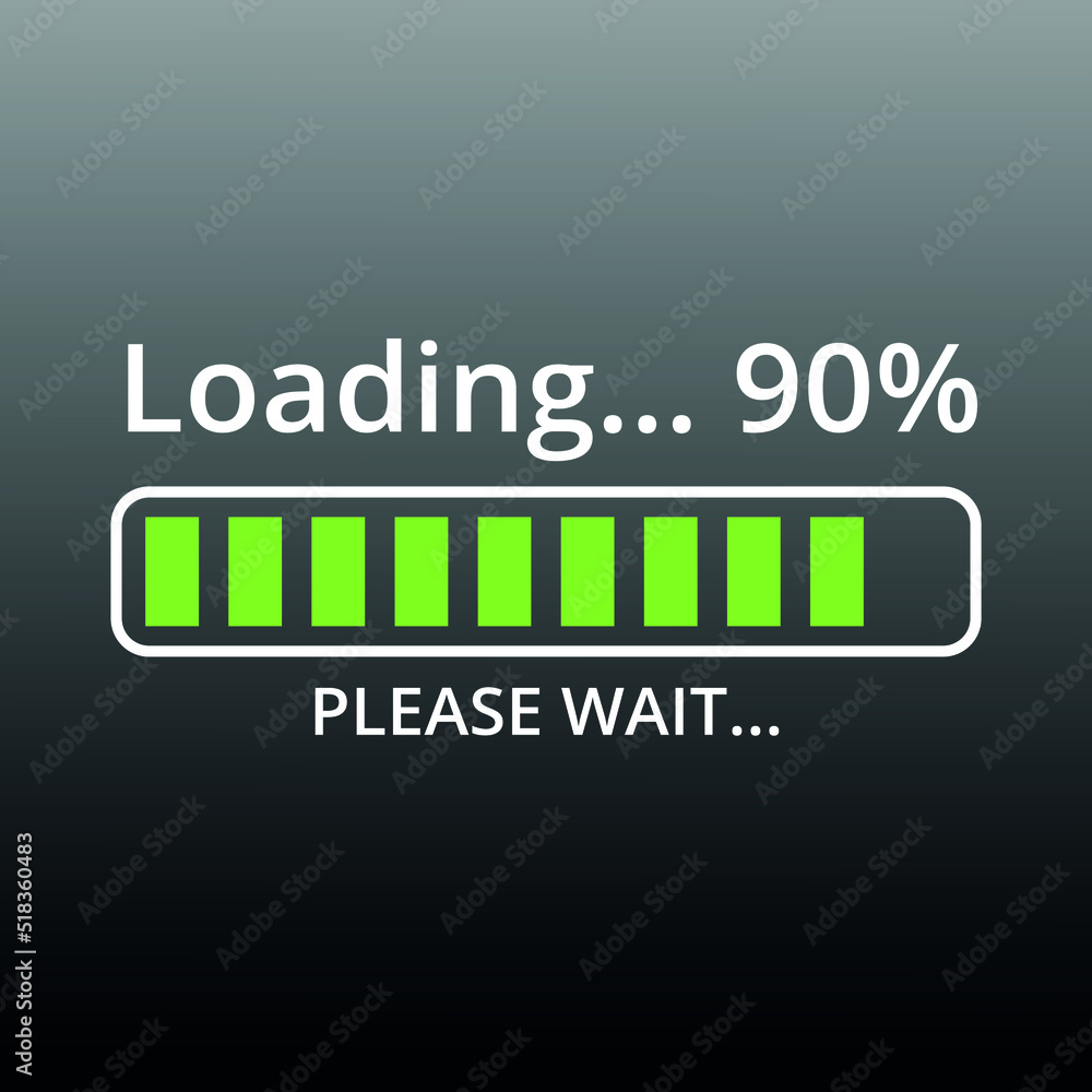vector loading progress bar, loading icon, 90% loading illustration ...