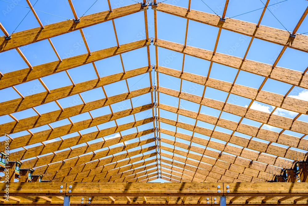 Photo & Art Print new wooden girder at a hall, fottoo