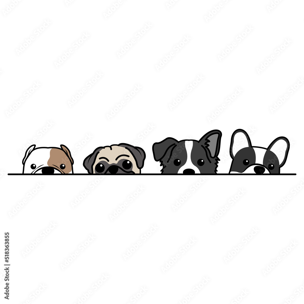 Cute dogs peeking cartoon, vector illustration Stock Vector | Adobe Stock