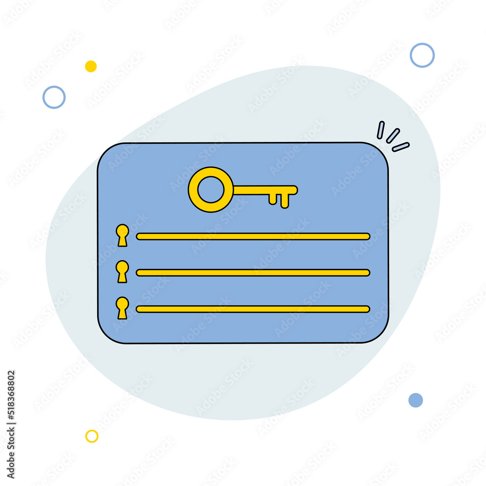 Checklist with keywords in flat linear style. Concept of key word check ...