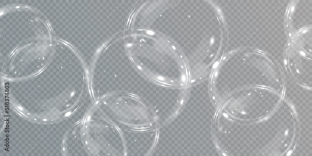 Bubble PNG. Set of realistic soap bubbles. Bubbles are located on a ...
