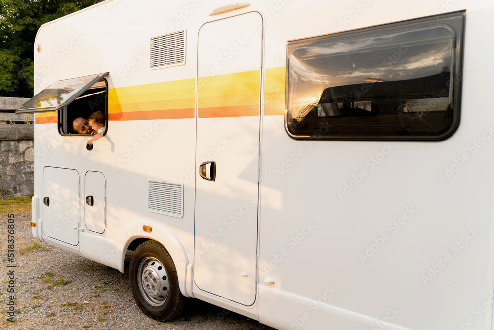 Family trip in a RV. Father and daughter together Stock Photo | Adobe Stock