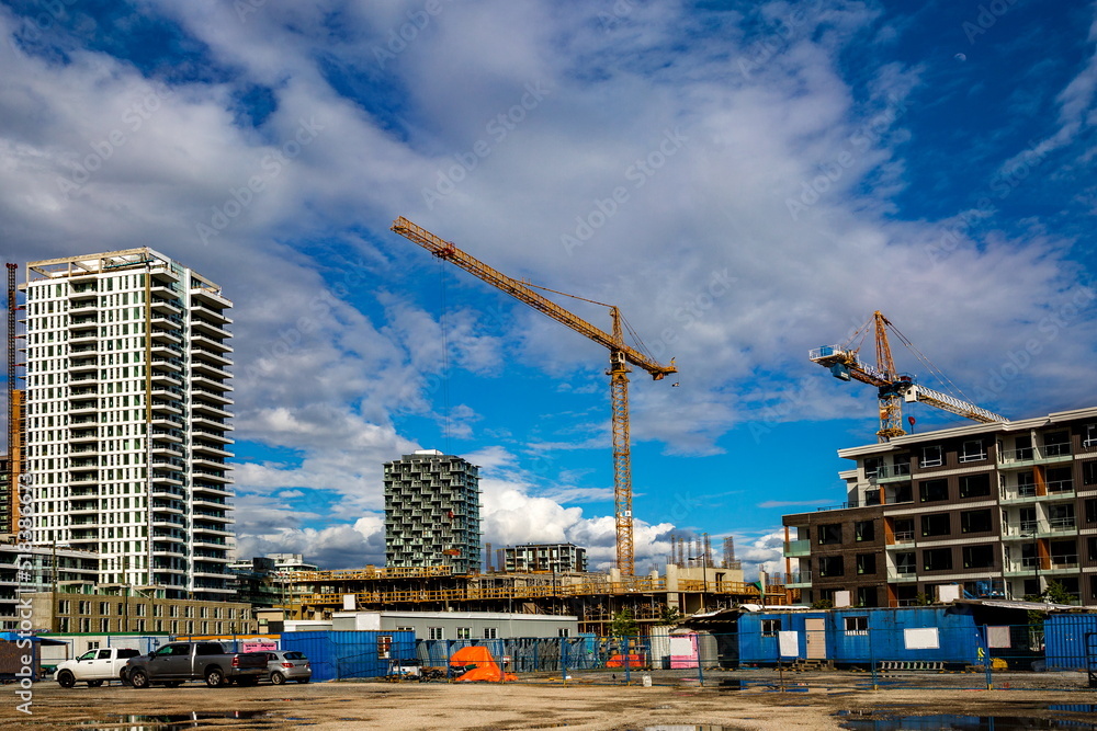 New construction of high-rise buildings in Burnaby city, industrial ...