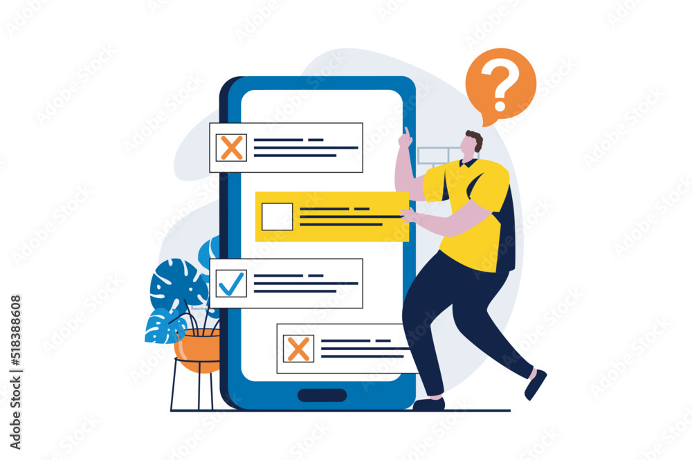 Vetor do Stock: Online survey concept with people scene in flat cartoon ...