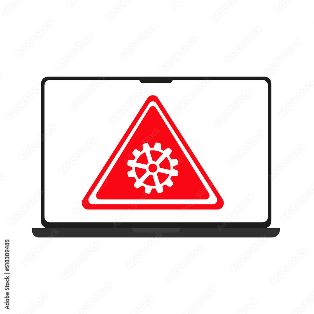 Laptop warning system. Emergency software or system failure ...