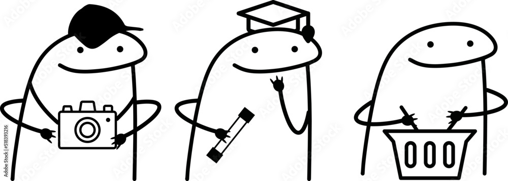 Meme internet: flork: Tourist. Graduation. Supermarket basket. Vector ...