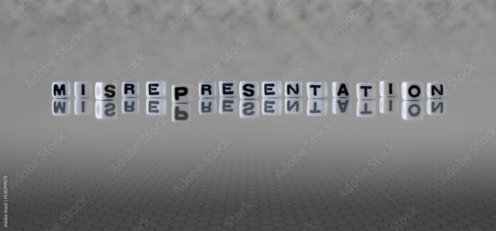 misrepresentation word or concept represented by black and white letter ...