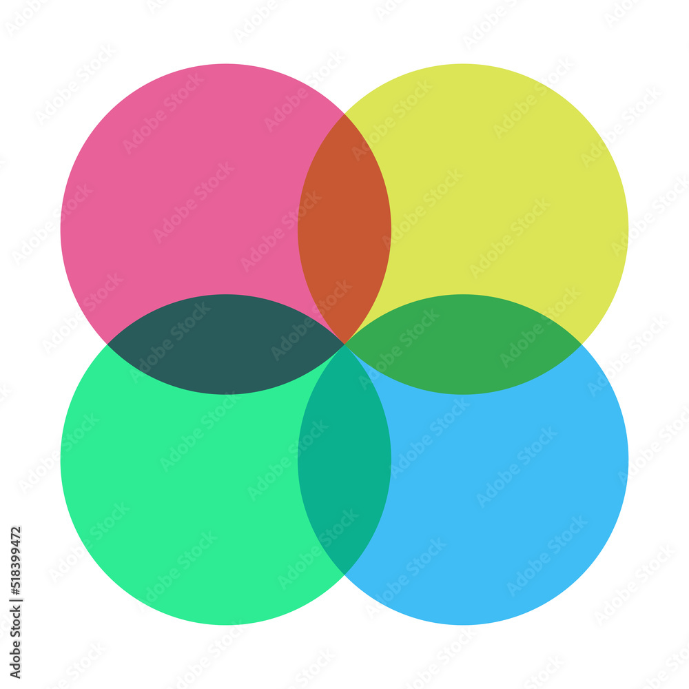 Vetor de Venn diagram vector chart template four circle glass style for ...