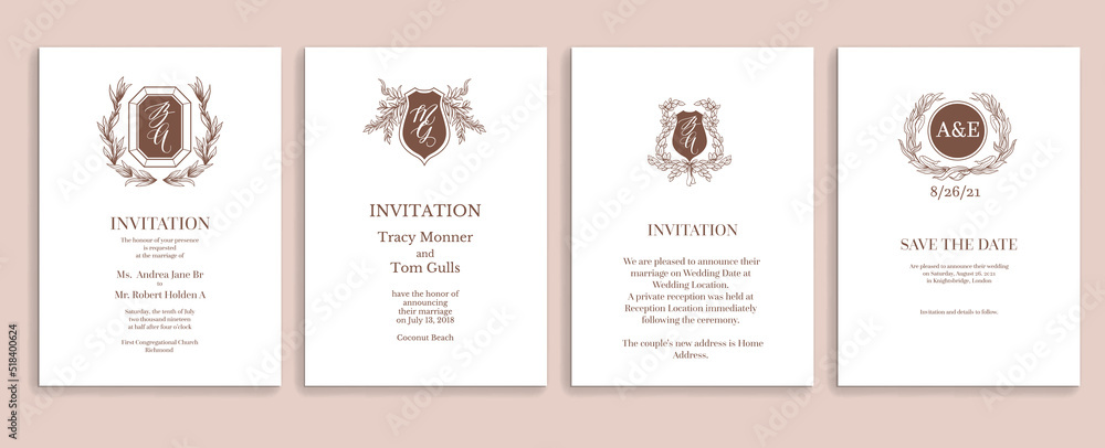 Invitatin wedding template card Stock Vector | Adobe Stock