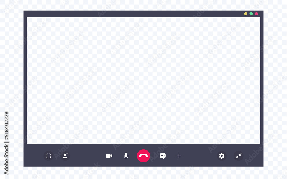 Call screen vector template on transparent background for video ...