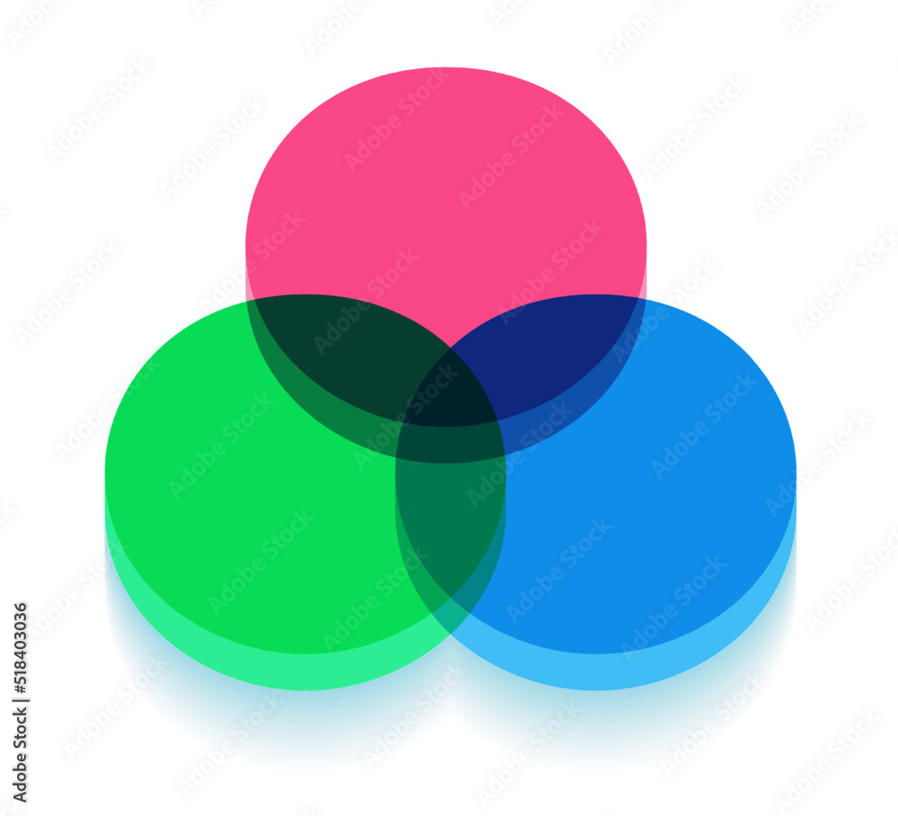 Venn diagram vector chart template three circle 3d glass style for ...