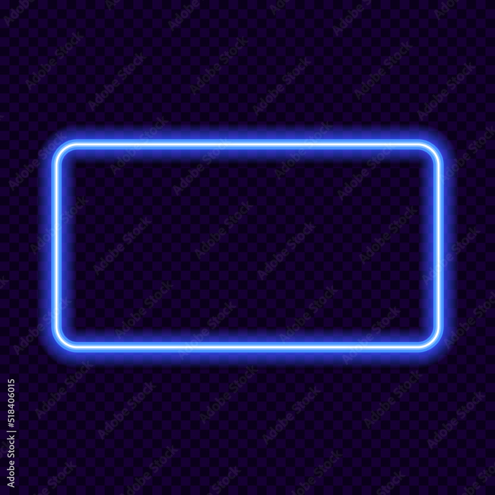 Neon rectangle vector frame on transparent background. Glowing frame ...