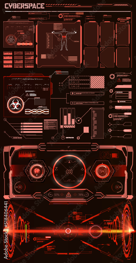 Futuristic Vector HUD Interface Screen Design. Digital callouts titles ...