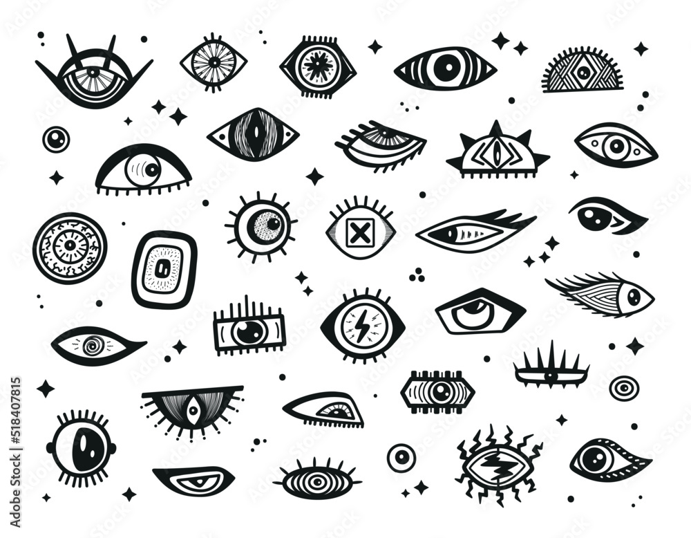 Eye Vector Set. Various Strange Evil and Funny, Comic and Bizarre Eyes ...