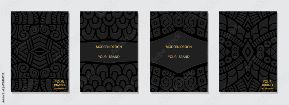 Set of ethnic covers, vertical stylish templates, place for text ...