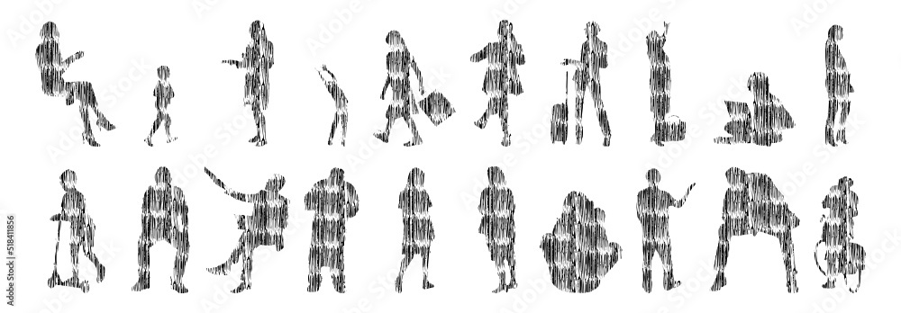 Vector silhouettes, Outline silhouettes of people, Contour drawing ...