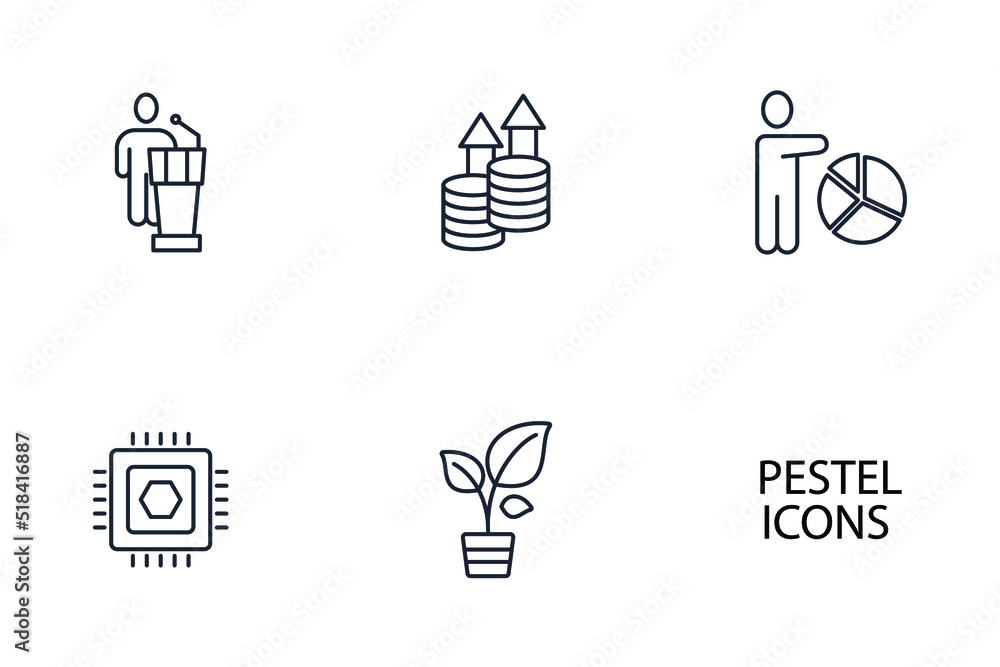 Pestel analysis icons set . Pestel analysis pack symbol vector elements ...