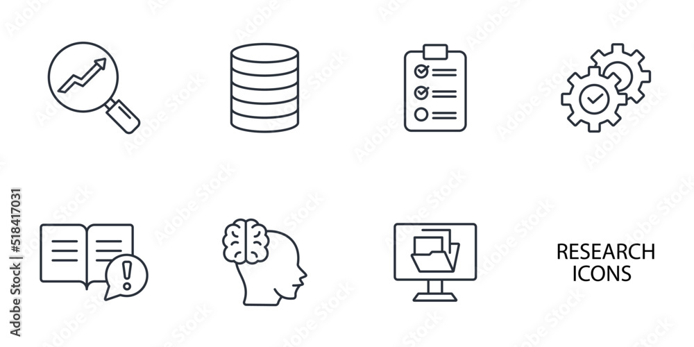 research icons set . research pack symbol vector elements for ...